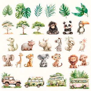 Safari Animals Clipart: Baby Animal PNG, Nursery Decor (digital ...