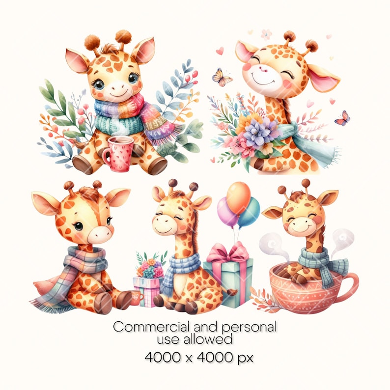 Cute Giraffe Clipart, Giraffe PNG, Baby Animal Clipart, Baby Shower ...