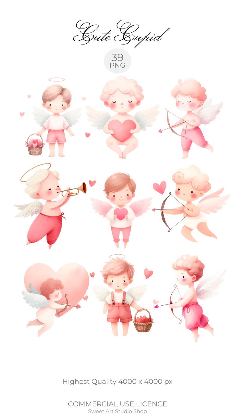 Watercolor Cupid Clipart: Sweet Baby Angel PNG (digital Download) - Etsy