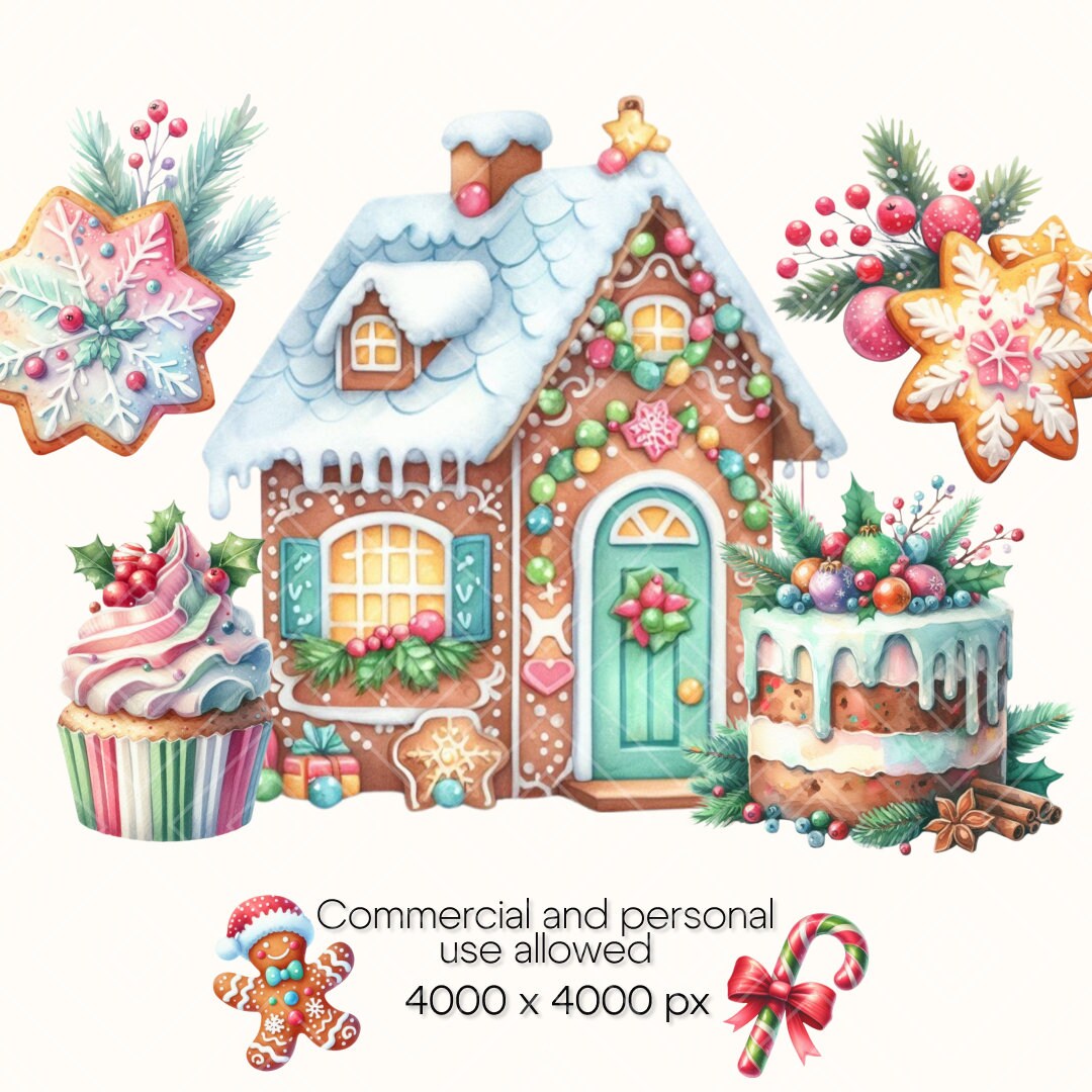 Christmas Candy Clipart, Watercolor Christmas Sweets, Candy Cane PNG ...