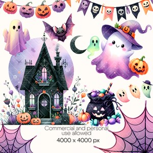 Cute Halloween Watercolor Clipart Bundle, Pumpkin Clipart, Halloween ...