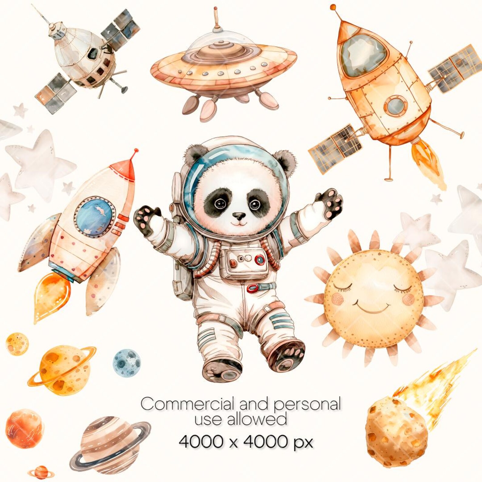 Cute Astronaut Safari Clipart, Cute Space Clipart, Outer Space, Safari ...