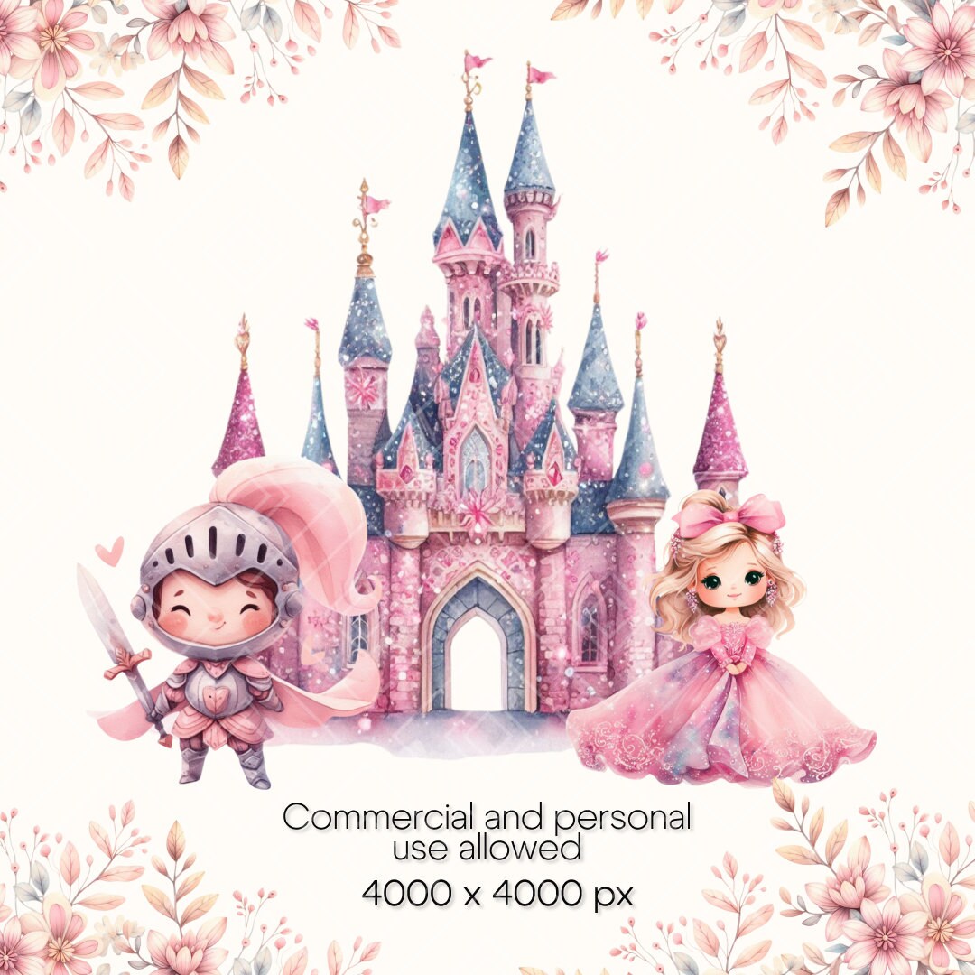 Watercolor Pink Princess Clipart, Little Princess Clipart, Fairytale ...