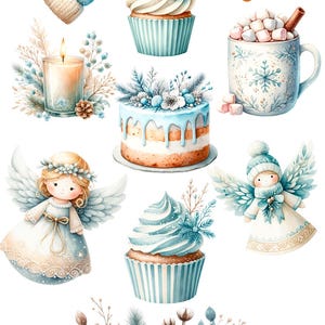 Hello Winter Watercolor Clipart, Blue Christmas Clipart Bundle, Cozy ...