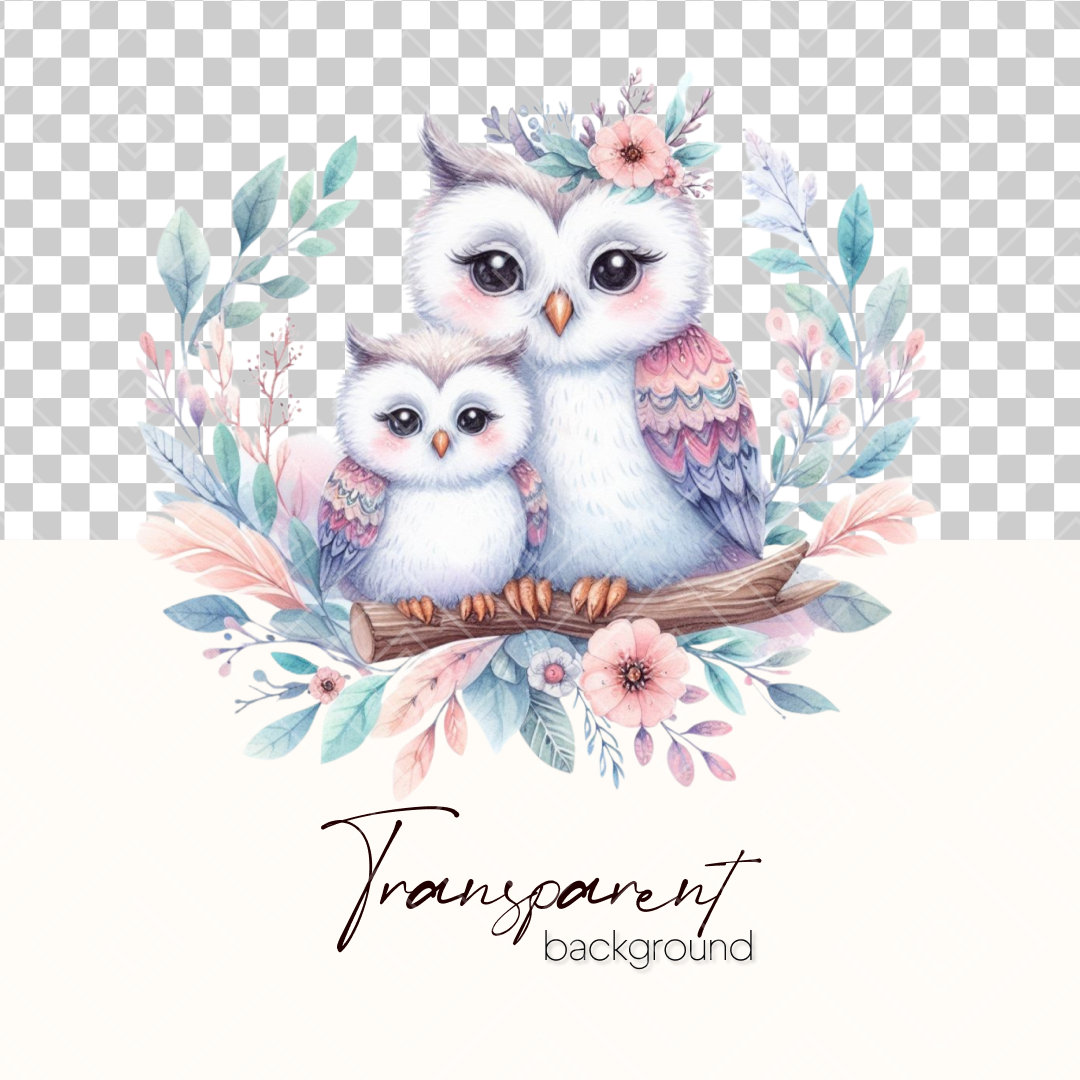 Watercolor Mama and Baby Animal Clipart, Mother's Day Clipart, Baby ...