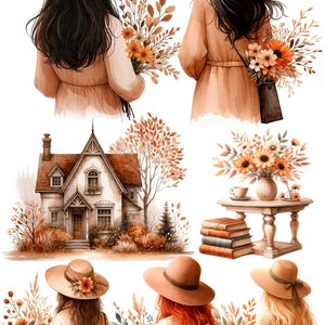 Watercolor Autumn Clipart Bundle, Fall Clip Art, Cozy Autumn PNG ...