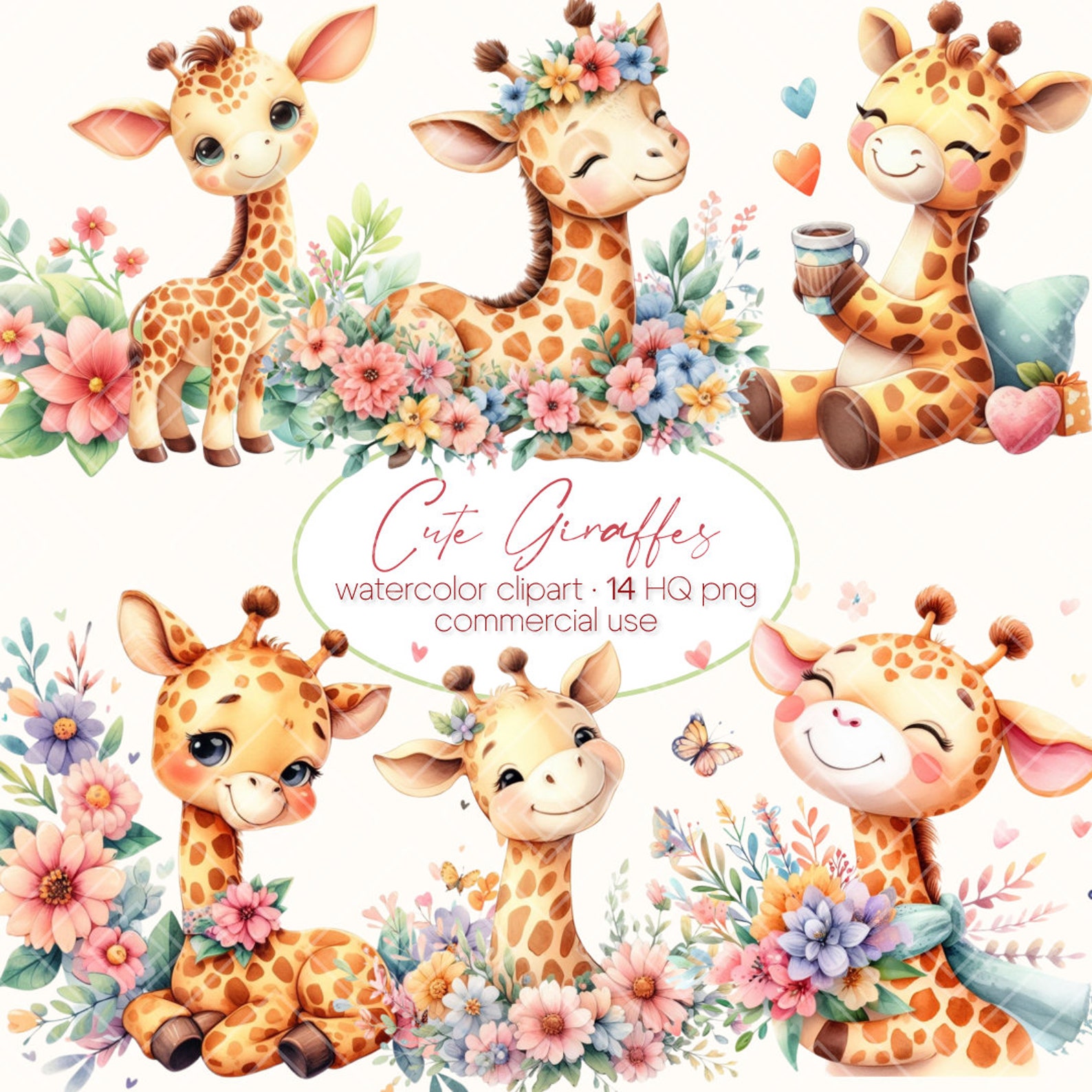 Cute Giraffe Clipart, Giraffe PNG, Baby Animal Clipart, Baby Shower ...