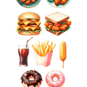Watercolor Fast Food Clipart Bundle: 30 PNG Food Graphics - Etsy