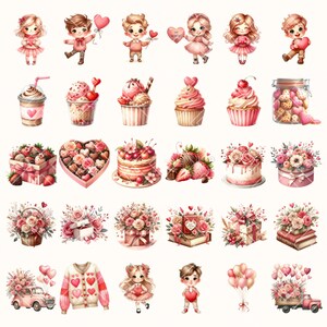 Watercolor Valentines Day Clipart, Sweet Valentine Clipart Bundle ...