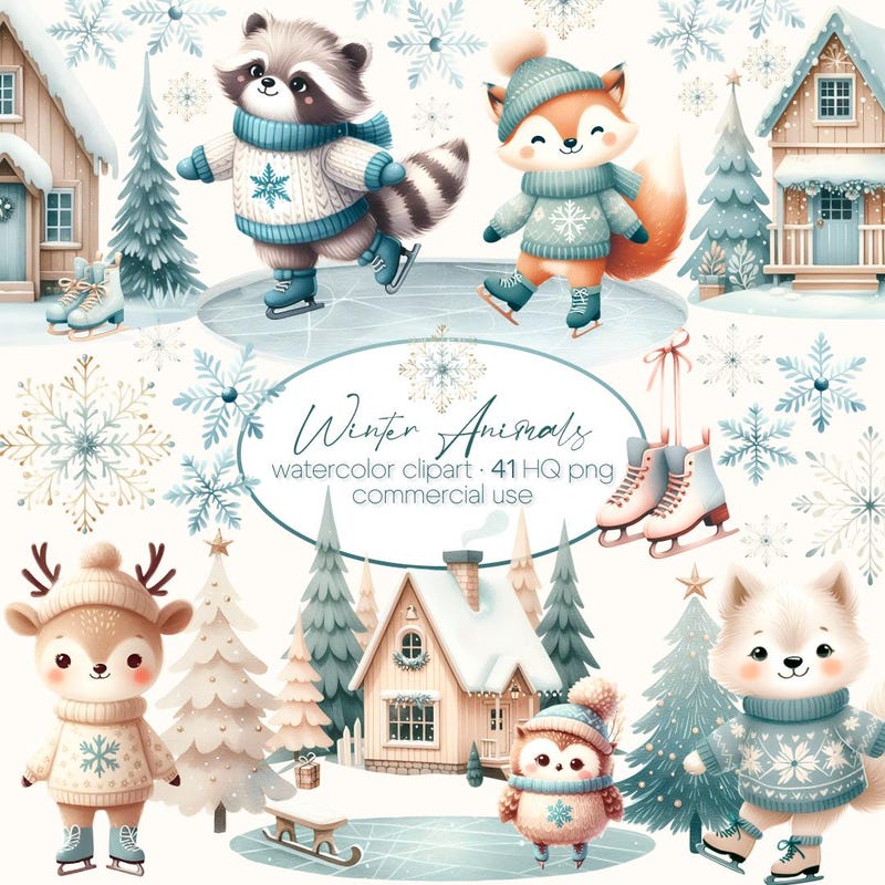 Cute Winter Clipart - Etsy