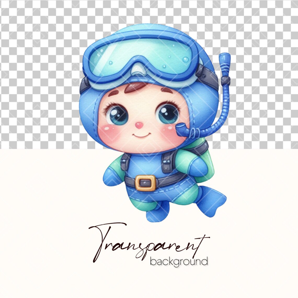 Undersea Watercolor Clipart Bundle, Cute Ocean Animals PNG, Baby Shower ...