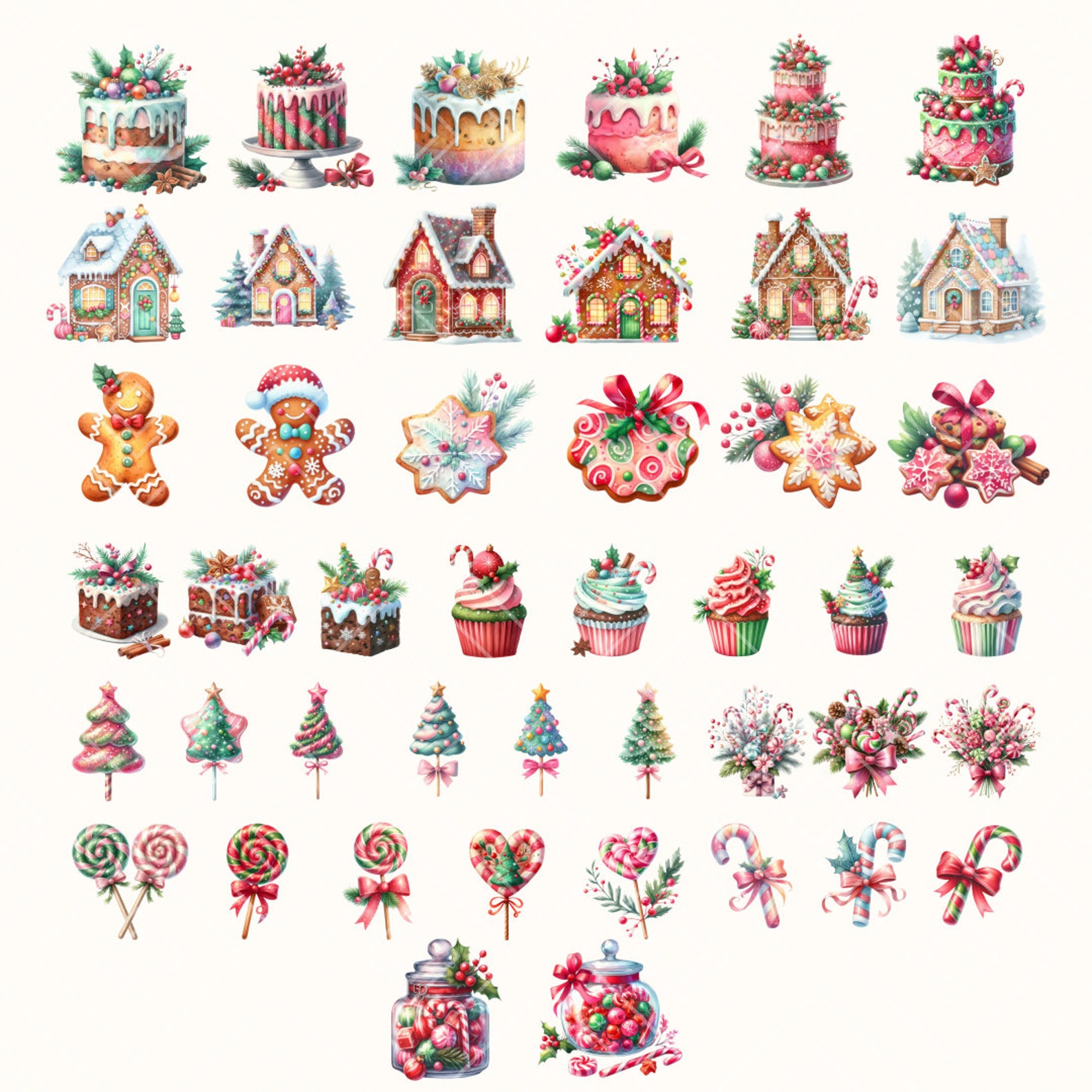 Christmas Candy Clipart, Watercolor Christmas Sweets, Candy Cane PNG ...