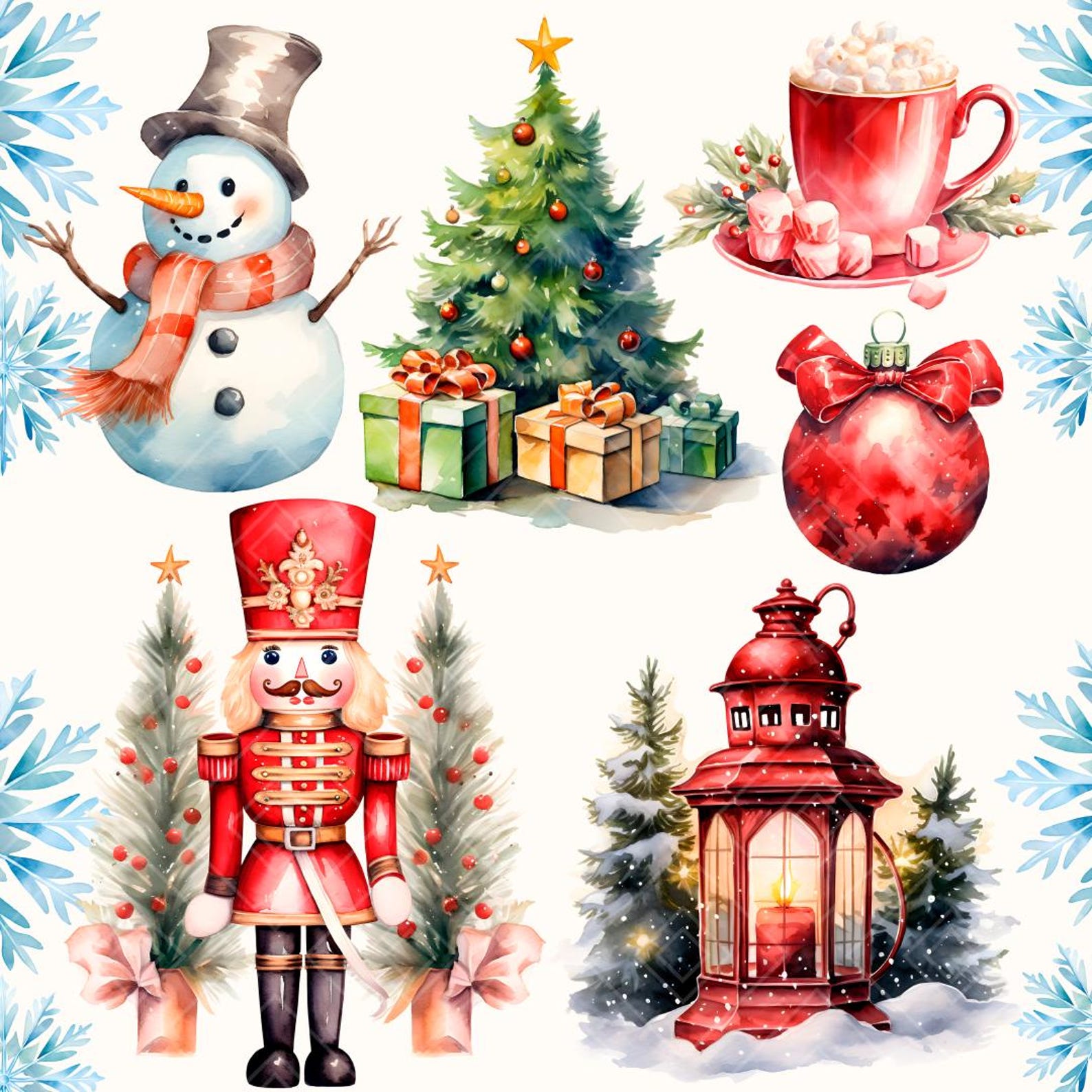 Watercolor Christmas Clipart Bundle: Cozy Holiday PNG (digital Download ...