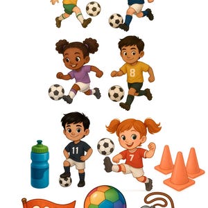Kids Soccer Watercolor Clipart Bundle (PNG) - Etsy