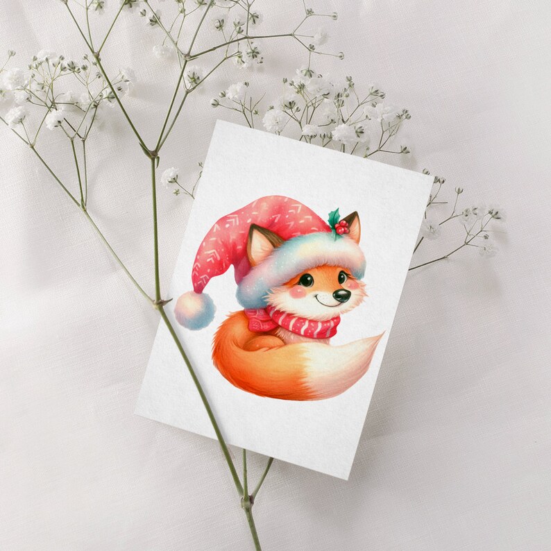 Christmas Animals Watercolor Clipart Bundle, Cute Watercolor Christmas ...