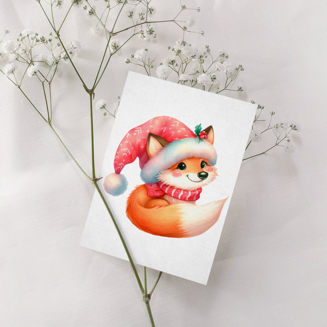 Christmas Animals Watercolor Clipart Bundle, Cute Watercolor Christmas ...