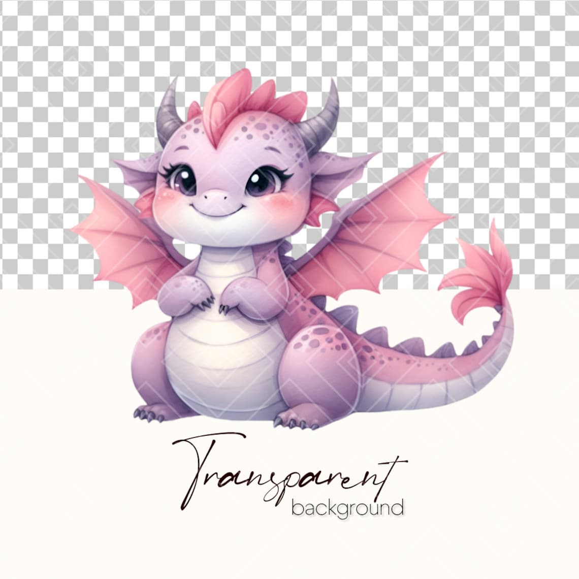Watercolor Dragon Clipart, Cute Dragon Clipart, Dragon Kingdom, Pastel ...