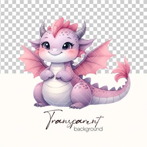 Watercolor Baby Dragon Clipart: Pastel Fantasy PNG Bundle (digital ...
