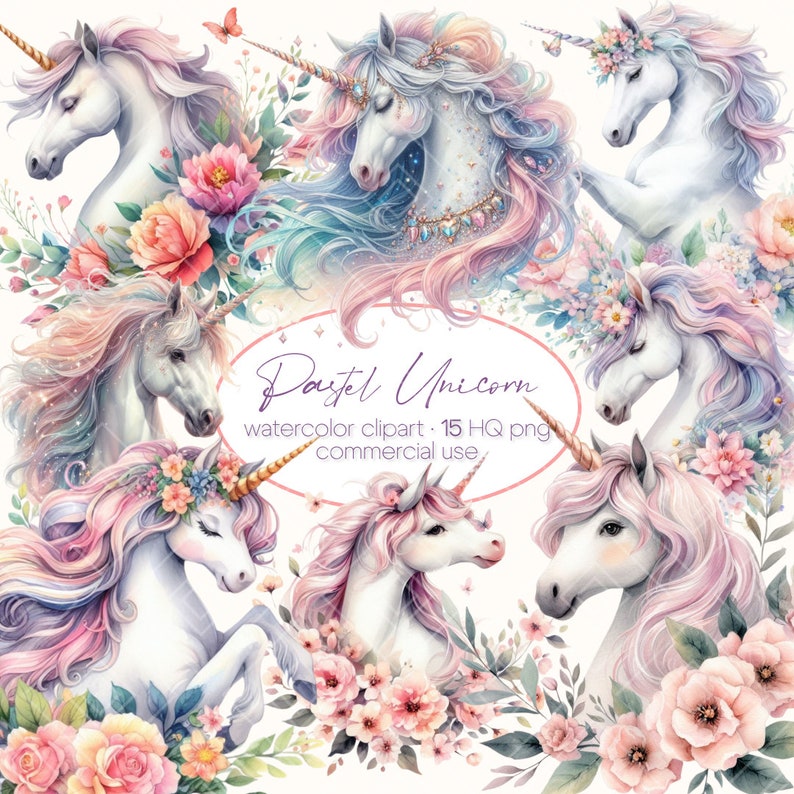 Unicorn Watercolor Clipart, Cute Unicorn, Unicorn Png, Unicorn PNG ...