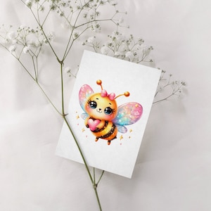 Watercolor Happy Valentines Day Clipart, Bee My Valentine Clipart ...