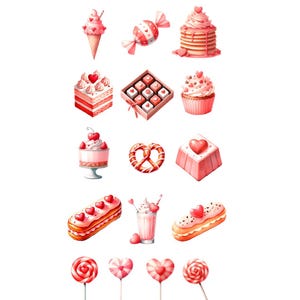 Valentine Dessert Clipart Bundle, Valentine Day Clipart, Sweet PNG ...