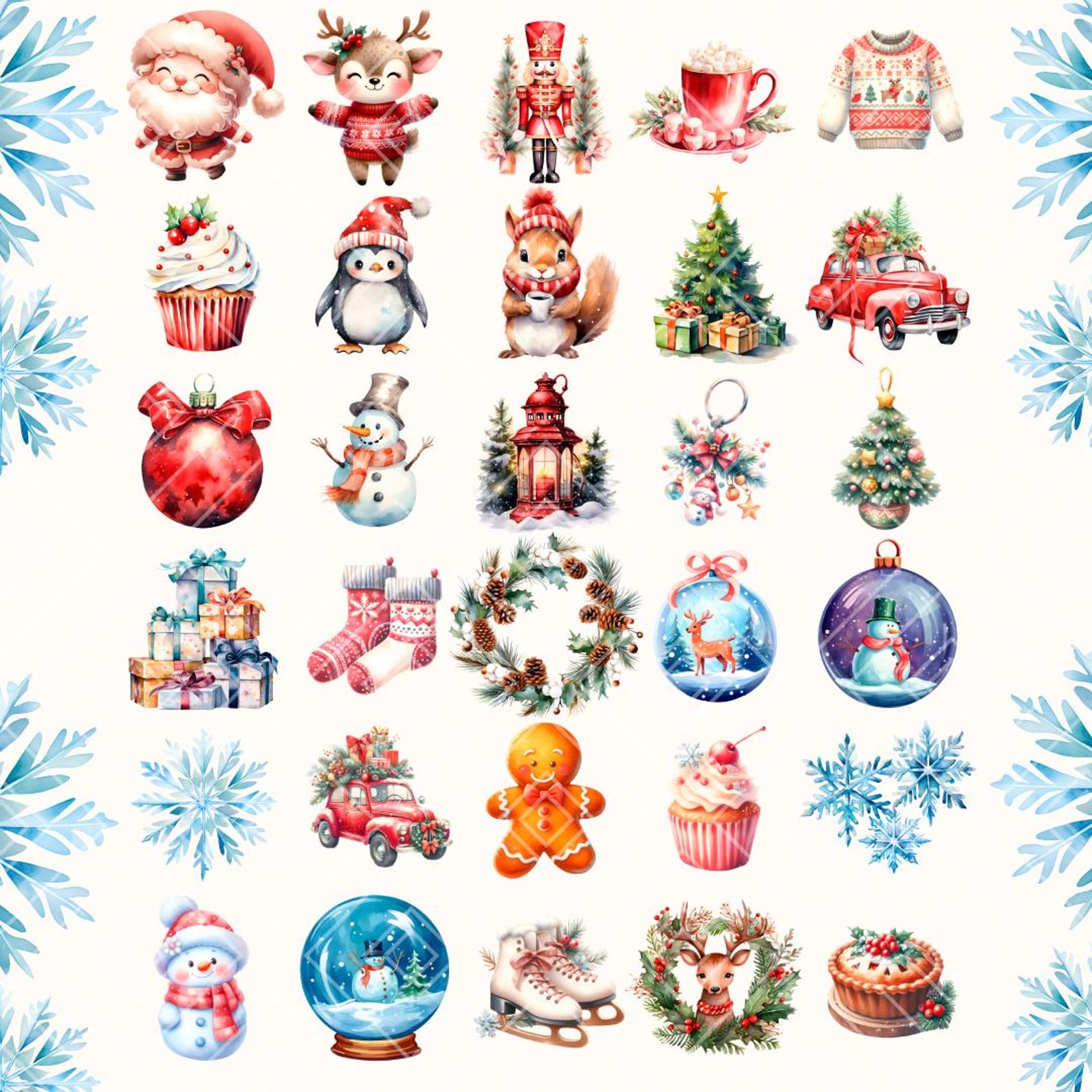Watercolor Christmas Clipart Bundle: Cozy Holiday PNG (digital Download ...