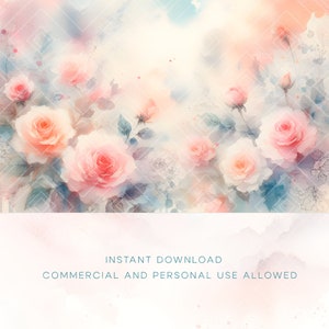 Pastel Floral Watercolor Digital Paper, Wedding Scrapbook Digital Paper ...