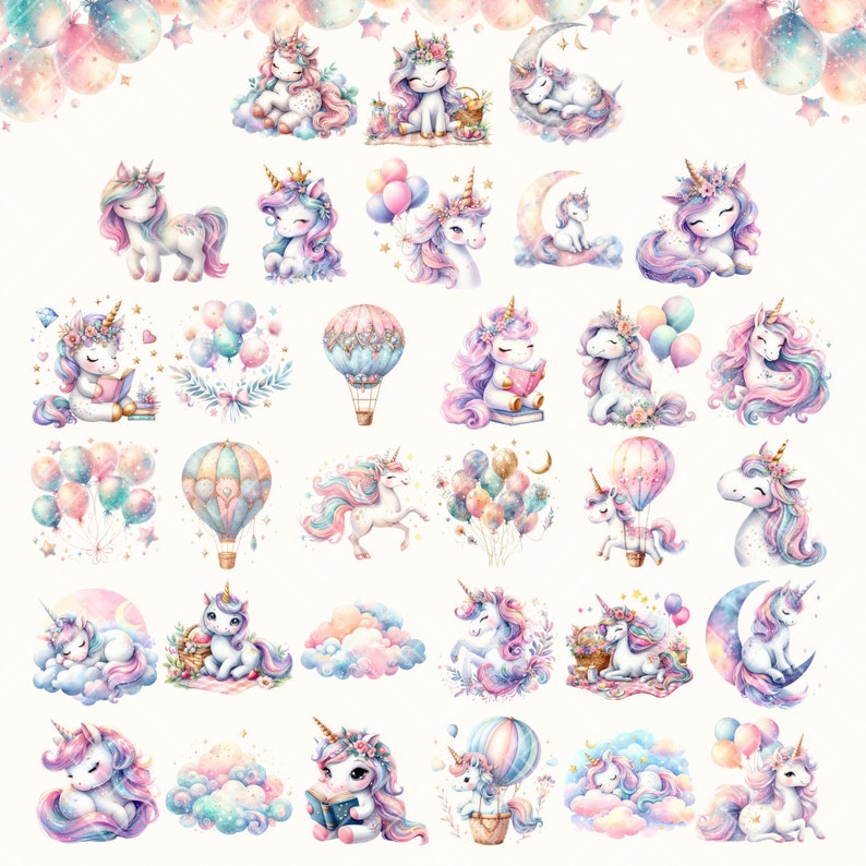 Unicorn Watercolor Clipart Cute Unicorn Unicorn Png Baby - Etsy UK