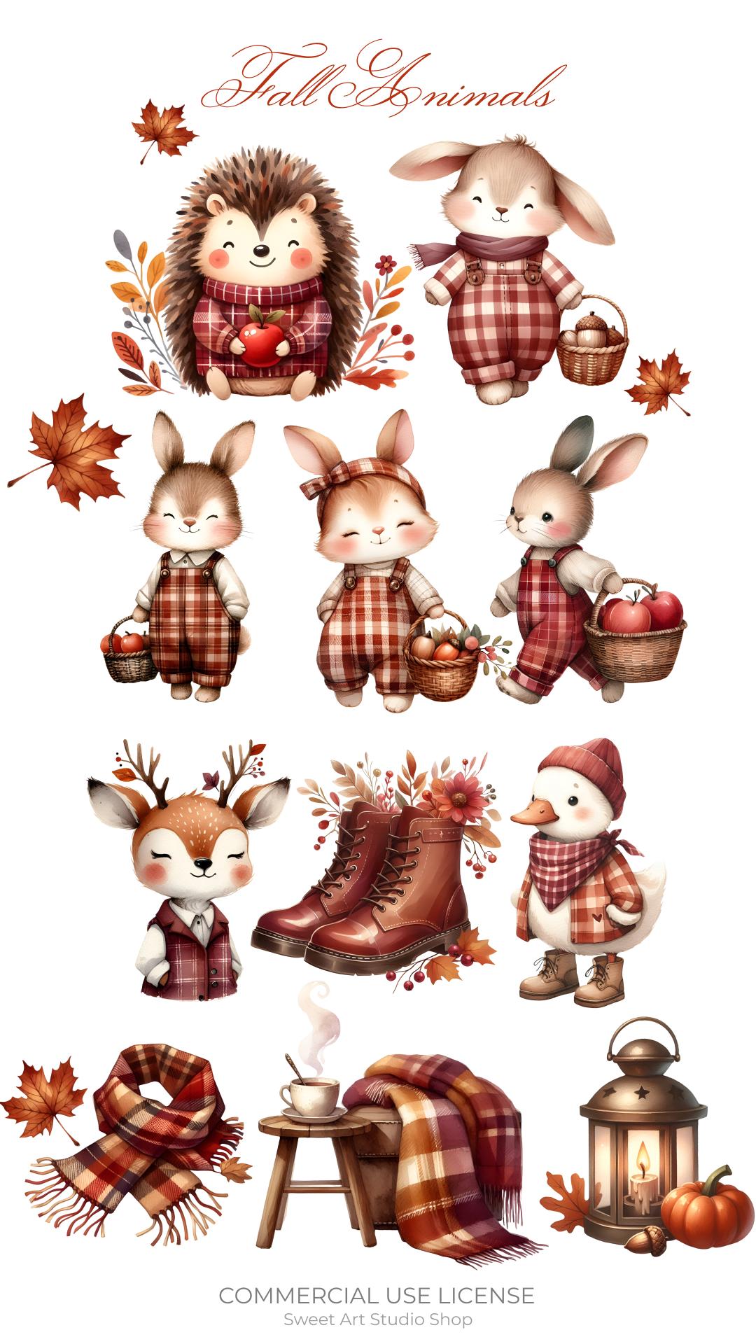 Watercolor Fall Animals Clipart: Woodland Nursery Decor (PNG Files ...