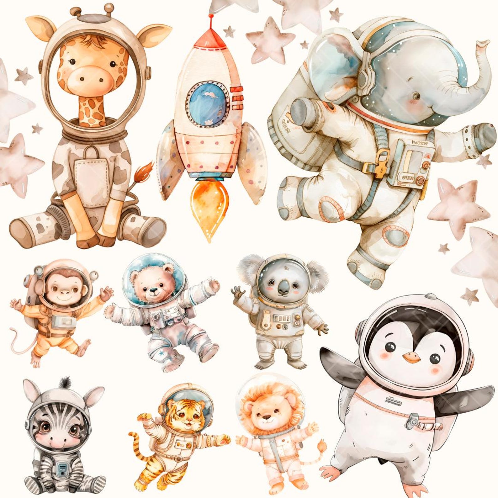 Cute Astronaut Safari Clipart, Cute Space Clipart, Outer Space, Safari ...