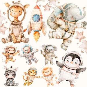 Cute Astronaut Safari Clipart, Cute Space Clipart, Outer Space, Safari ...