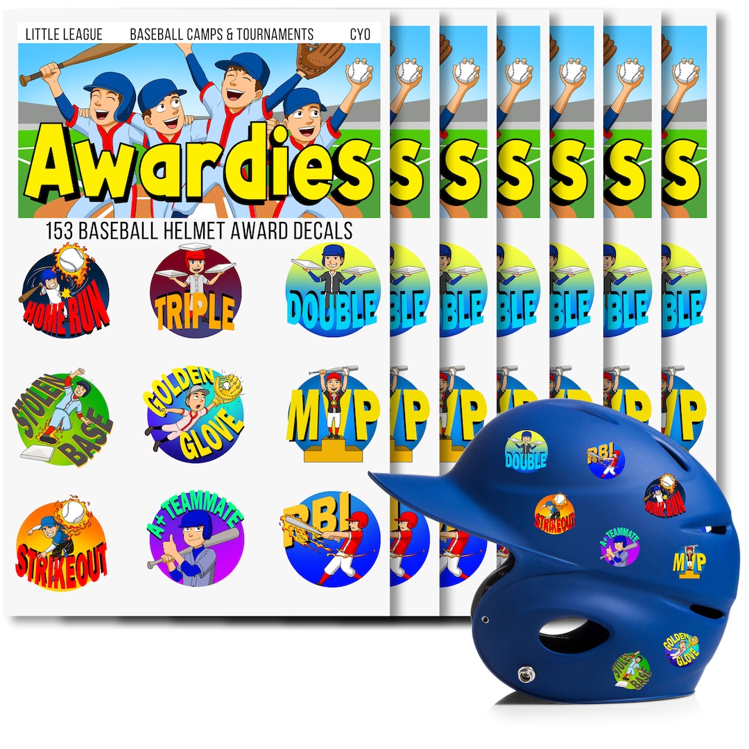 Awardies - Baseball & Softball Helmet Achievement Award Stickers for ...