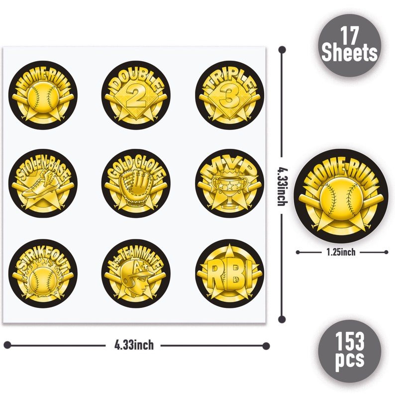 Awardies - Baseball & Softball Helmet Achievement Award Stickers for ...