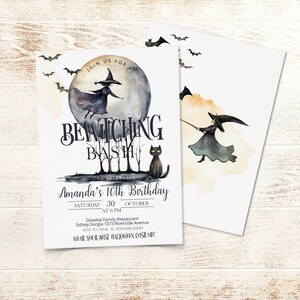 Bewitching Bash Birthday Invite Template, Witch Moon Invitation ...