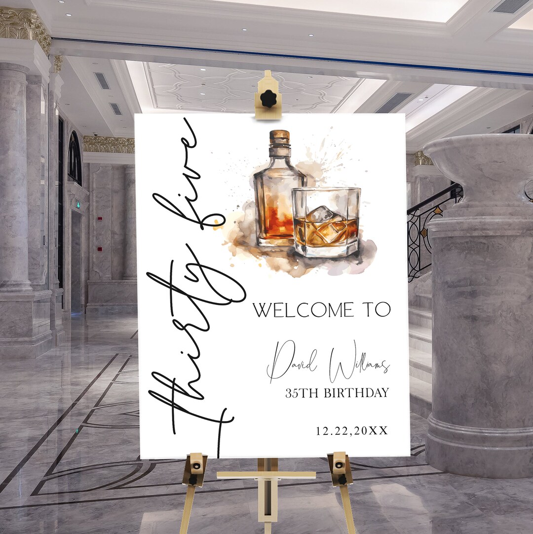 Editable Birthday Welcome Sign Template, Adult 35th Birthday Welcome ...