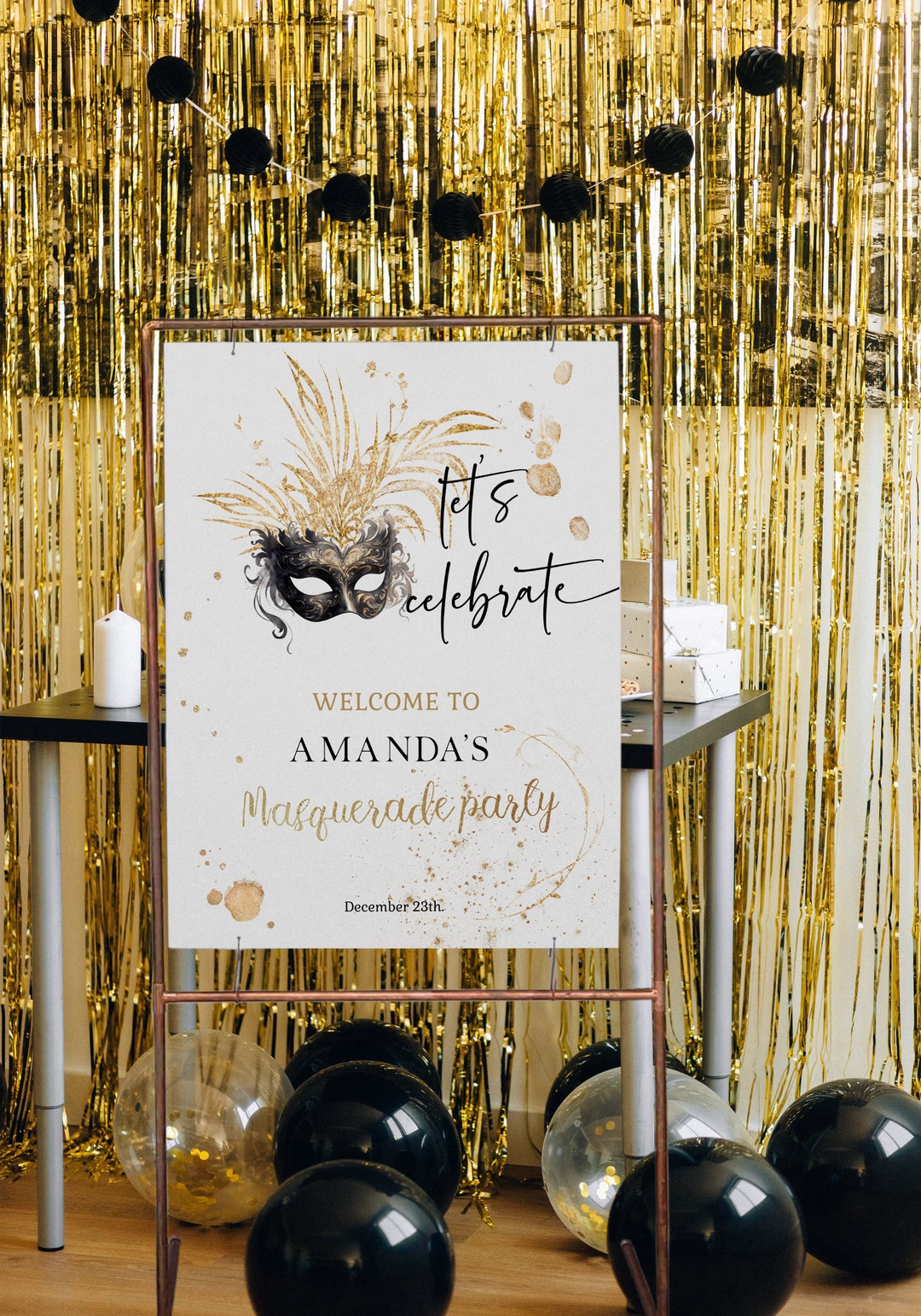 Birthday Welcome Sign Template, Masquerade Party Welcome Poster ...