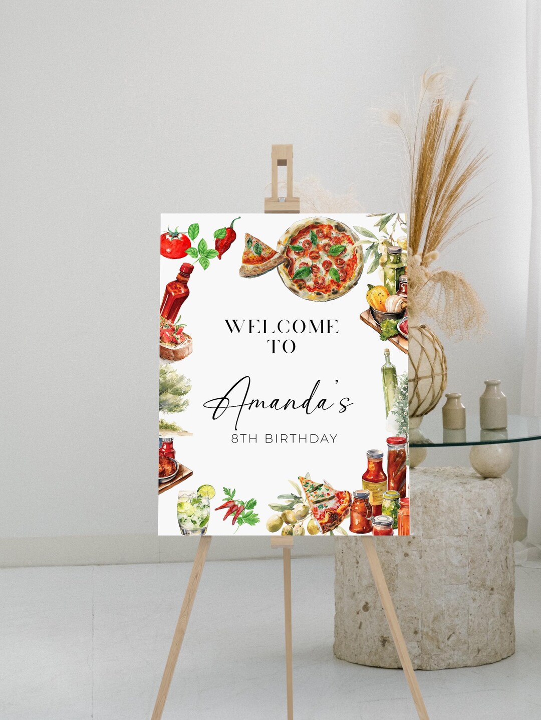 Pizza Birthday Party Welcome Sign Template, Editable Italian Theme ...