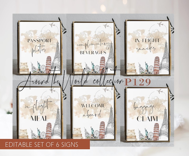 Travel Theme Party Signage Bundle, Adventure Theme Table Sign Set ...