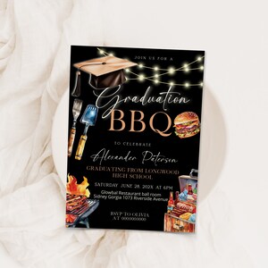 Backyard Bbq Graduation Party Invitation Template, BBQ Graduation ...