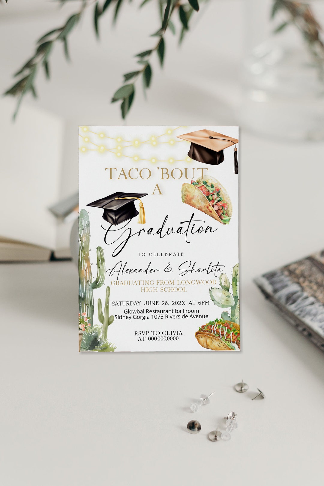Taco Bout a Graduation Invitation Template, Editable Graduation ...