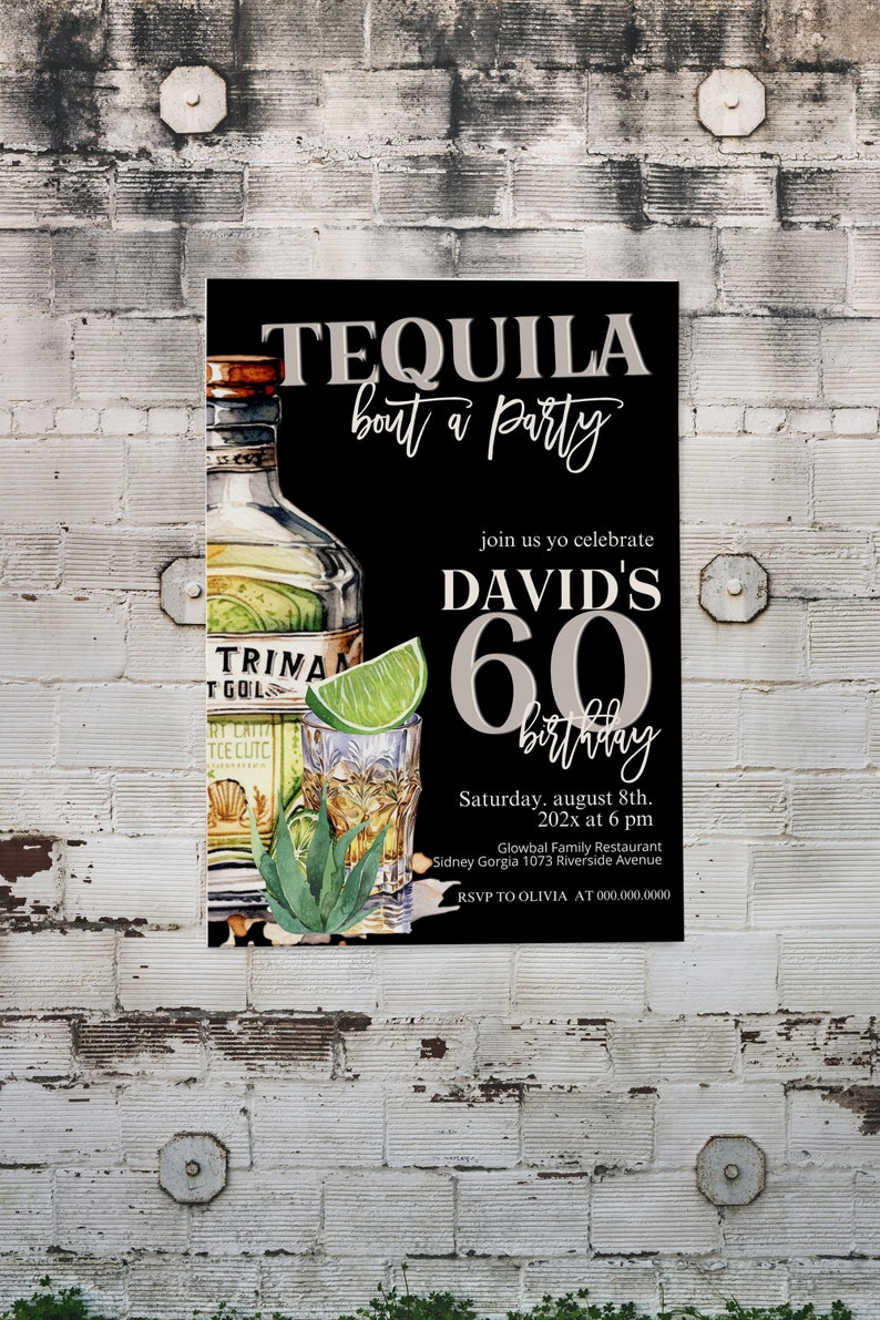 Tequila Birthday Invite, Tequila Party Invitation, Fiesta Birthday ...