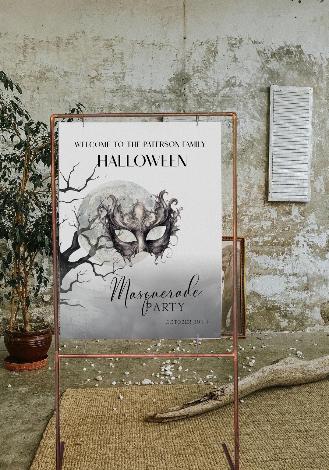 Halloween Masquerade Party Welcome Poster Template, Costume Party Sign ...