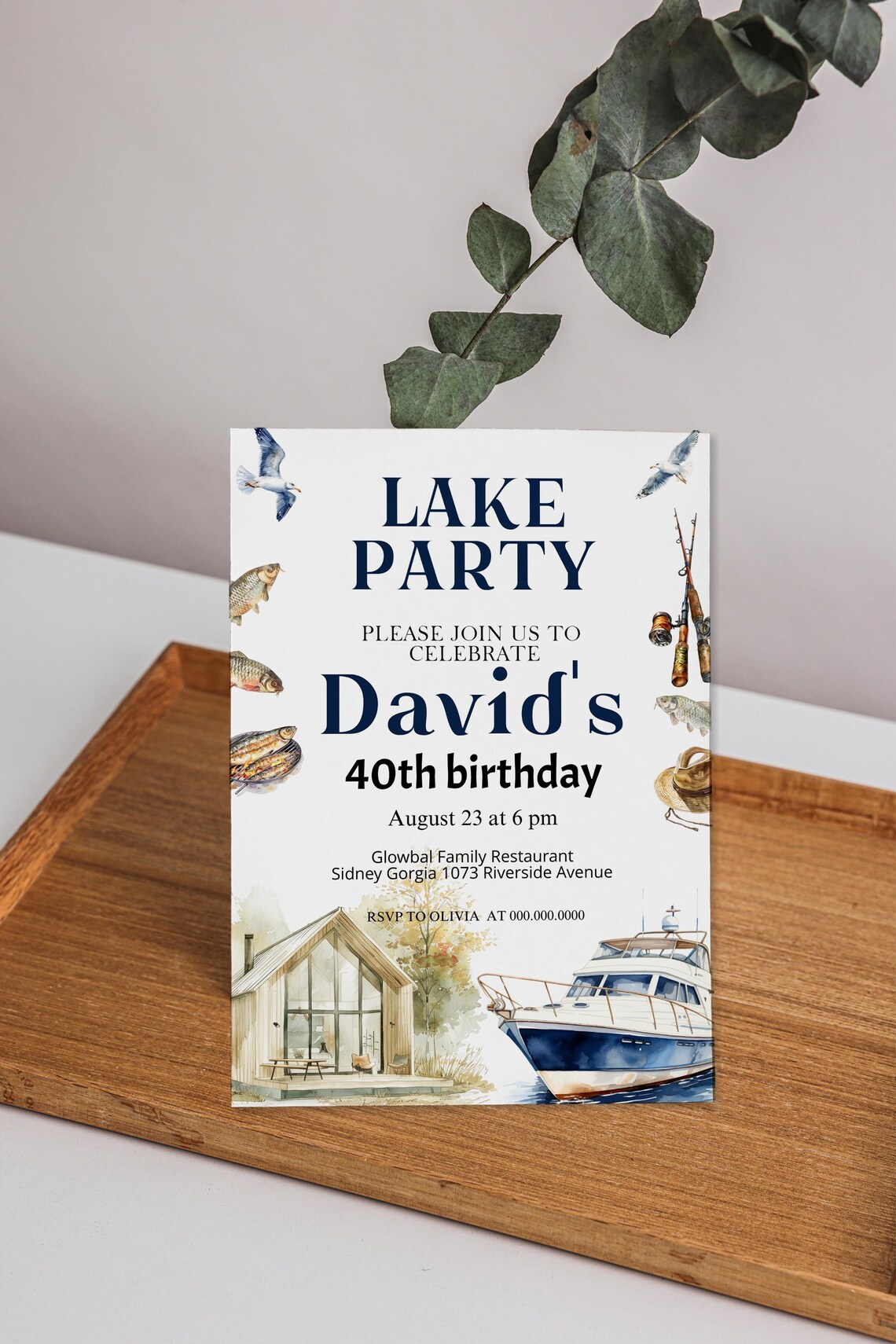 Woodland Lake House Party, Yacht Party Invitation, Lake Birthday ...
