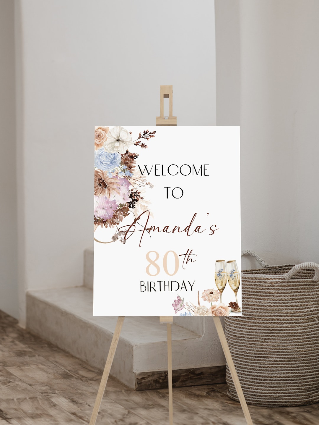 80th Birthday Welcome Sign Template, Printable 80 Years Loved Welcome ...