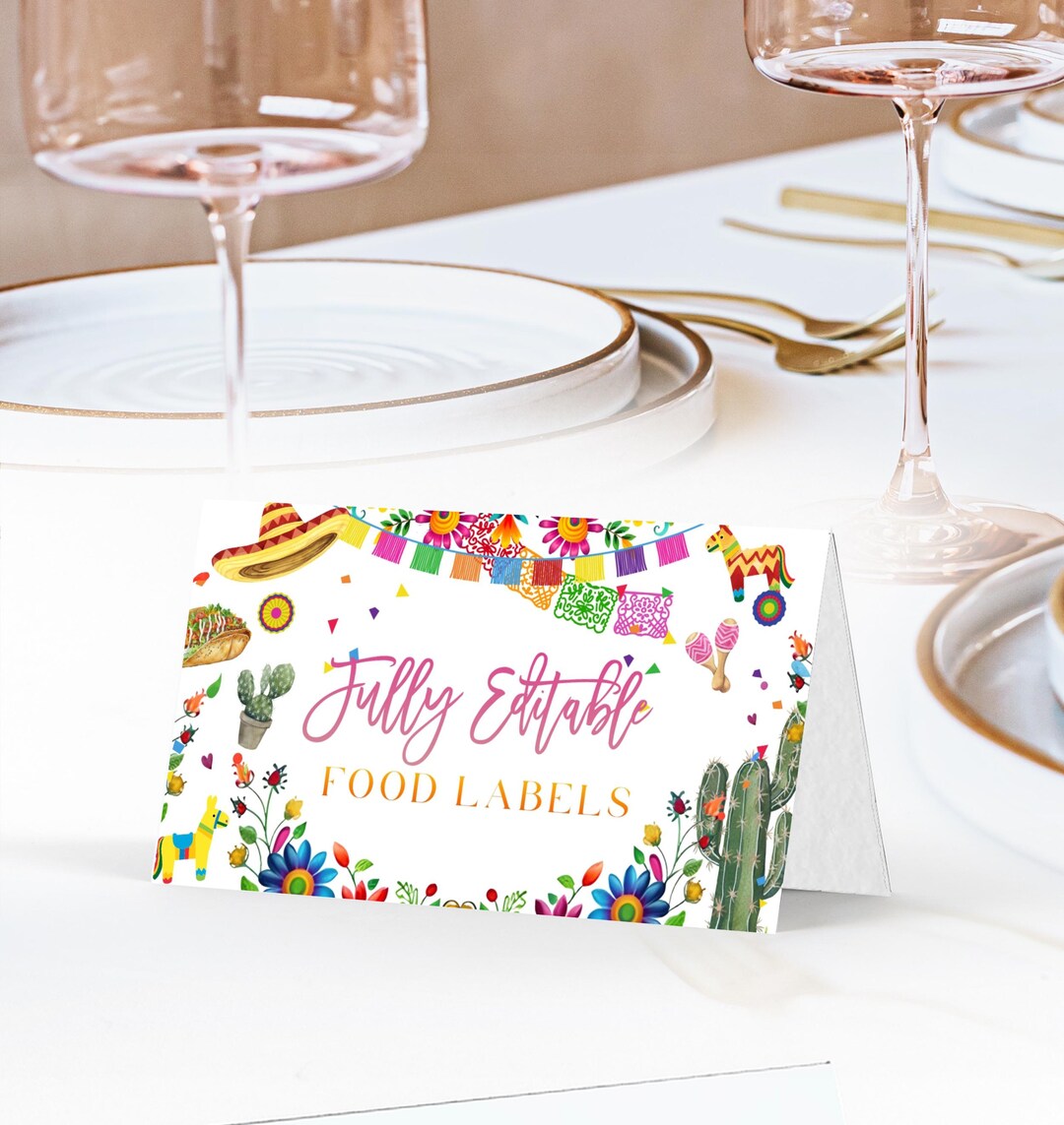 Fiesta Place Card Template, Editable Place Card, Mexican Theme Card ...