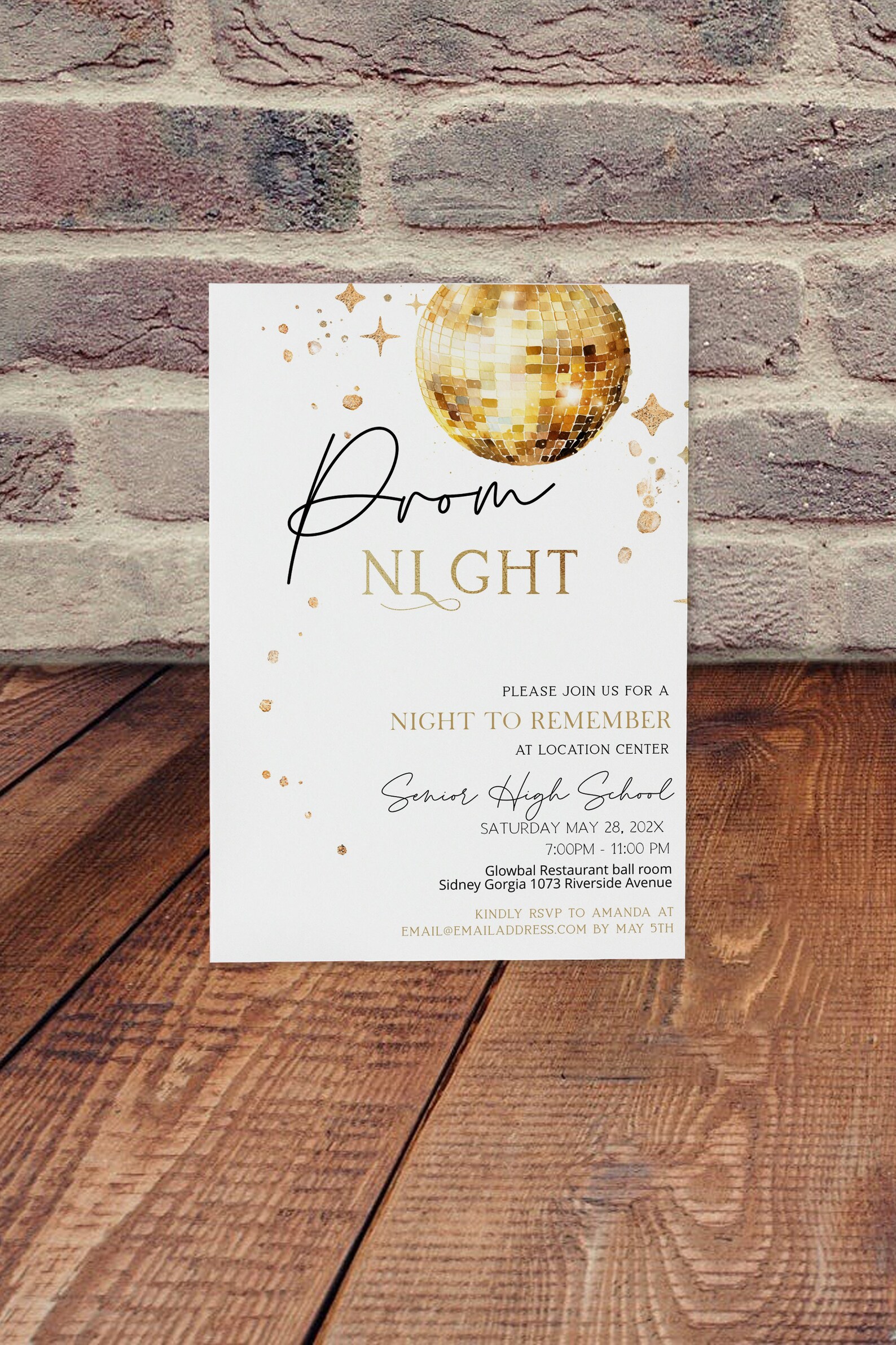 Prom Night Invites, Prom Party Invite, Editable School Ball Invite ...