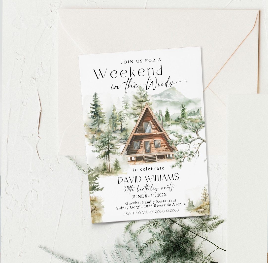Weekend in the Woods Invitation, Cabin Weekend Party, Camping Weekend ...