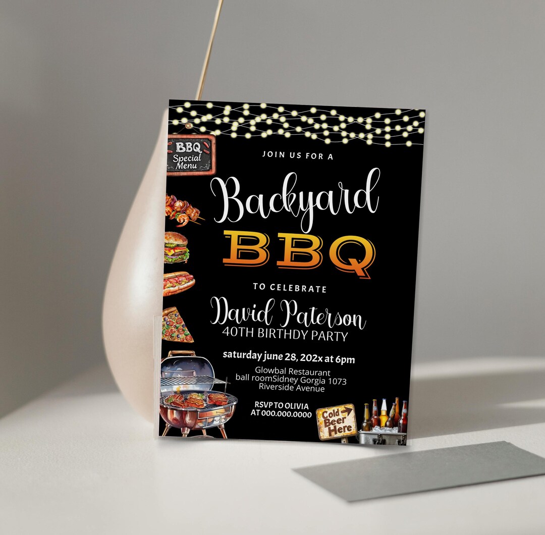 Backyard BBQ Party Invitation Template, Grill and Chill Invite ...