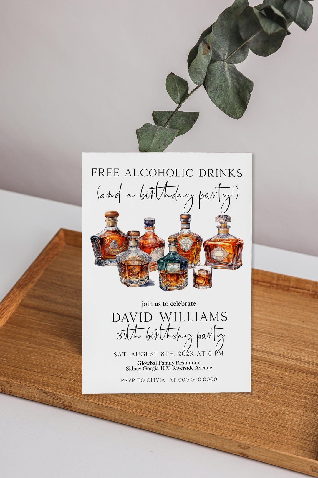 Whiskey Birthday Party Invitation Template, Aged to Perfection, Whiskey ...