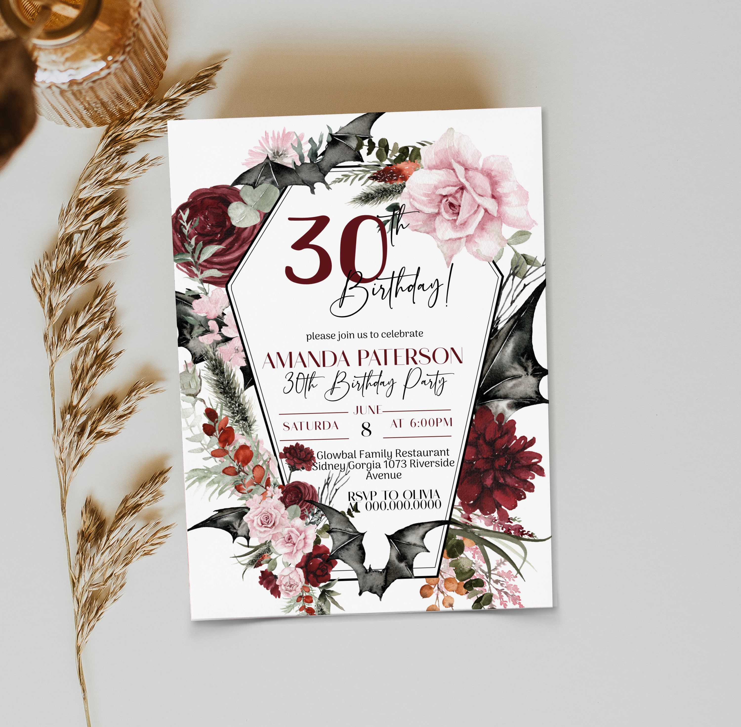 Halloween Birthday Invitation Template, Editable 30th Birthday Invite ...